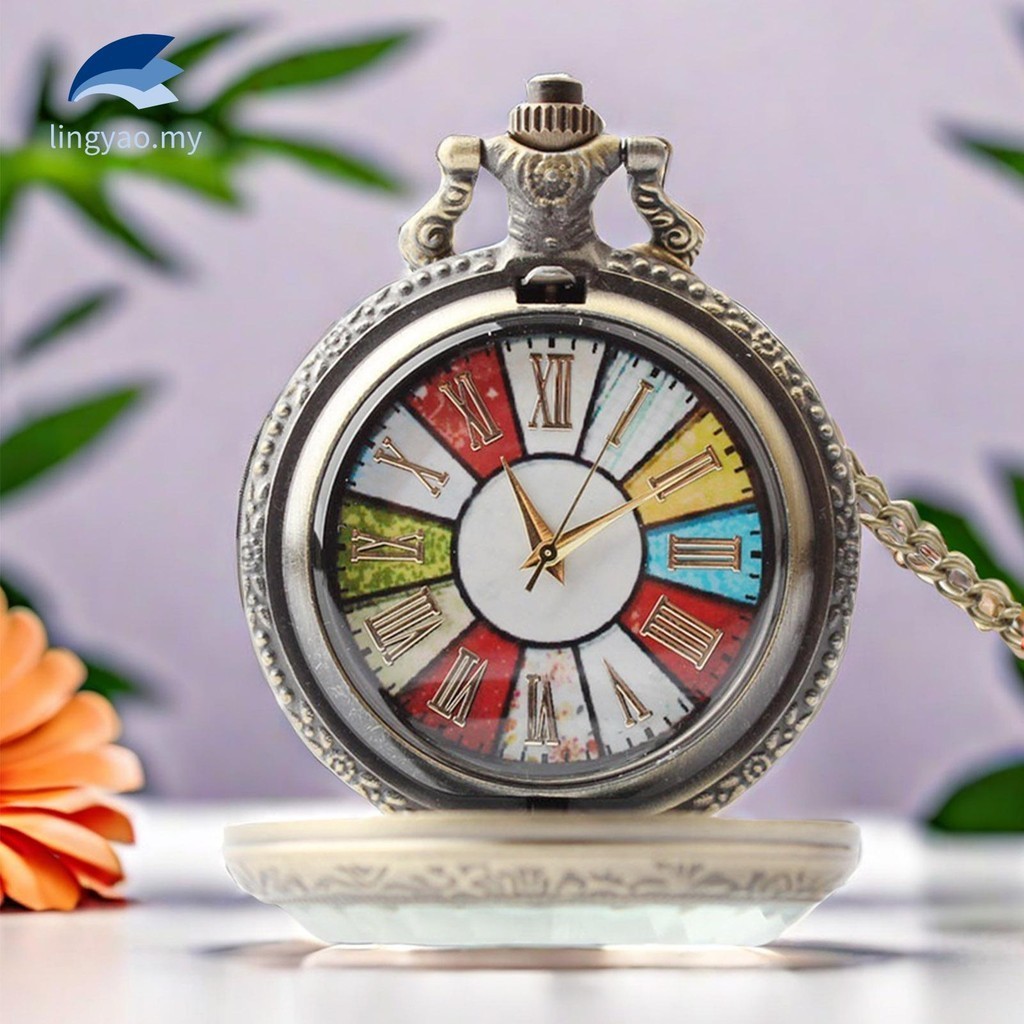 Vintage Pocket Watch for Men Women Colourful Roman Number Design Pocket ...
