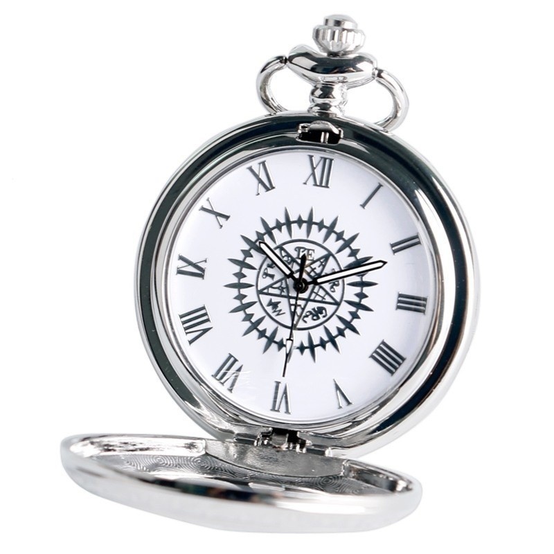 N72M Cosplay Anime Kuroshitsuji Black Butler Silver Quartz Pocket Watch ...