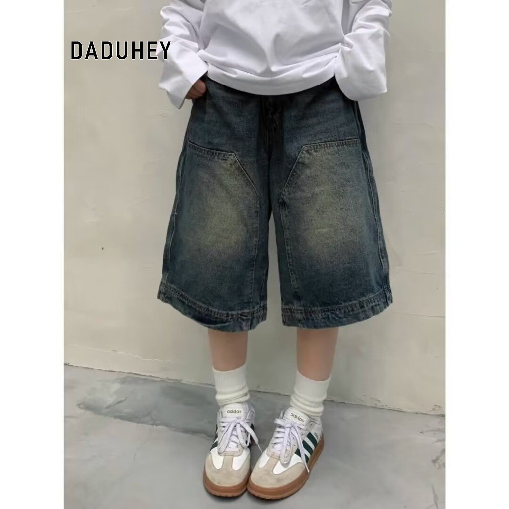 DaDuHey Women's American-Style Retro Washed Distressed Straight Wide ...