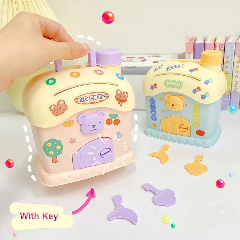 RSS_ Cute House Piggy Bank Storage Box Kids Toys Coin Banks Save Money ...