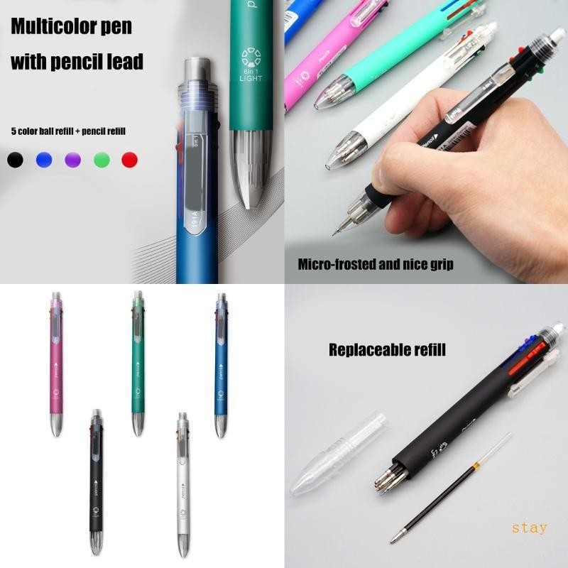 stay Multifunction Mechanical Pencil 5-Color-in-1 Ballpoint Pen Multicolored Pen | Shopee Malaysia