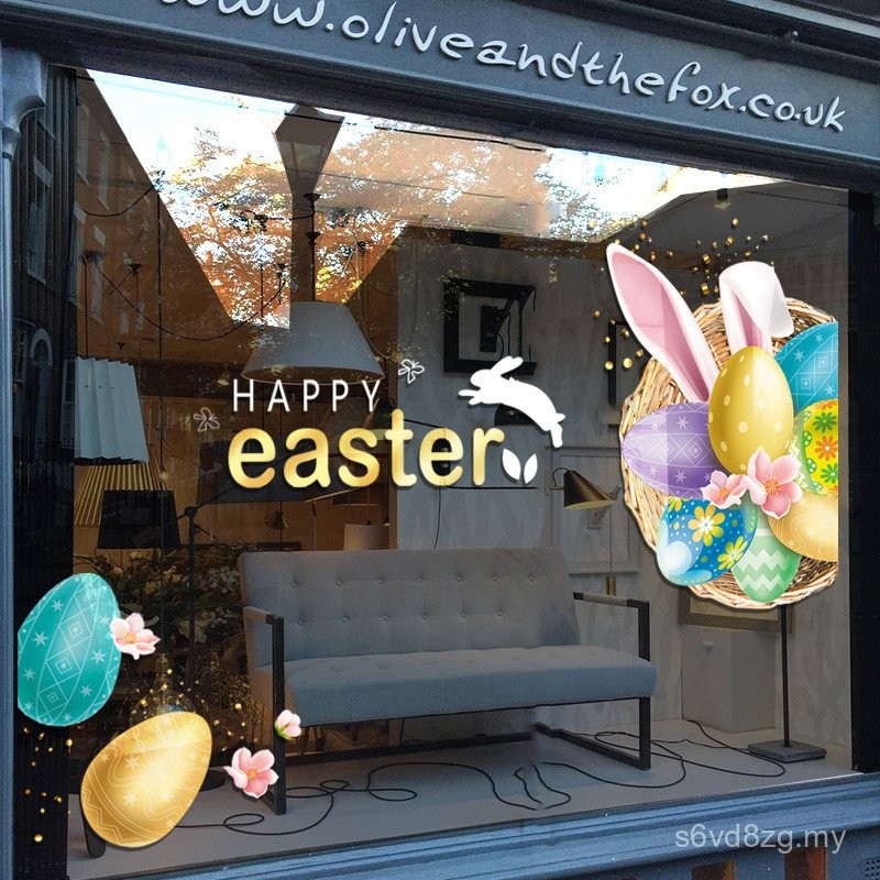 Pelekat Kaca Hiasan Paskah Telur Emas Susunan Kaca Tingkap Kedai ...