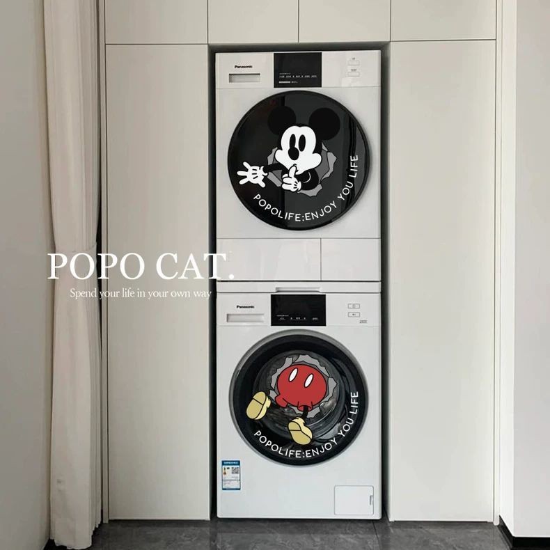 Drum Washing Machine Decorative Stickers Cartoon Mickey Dryer Cover ...