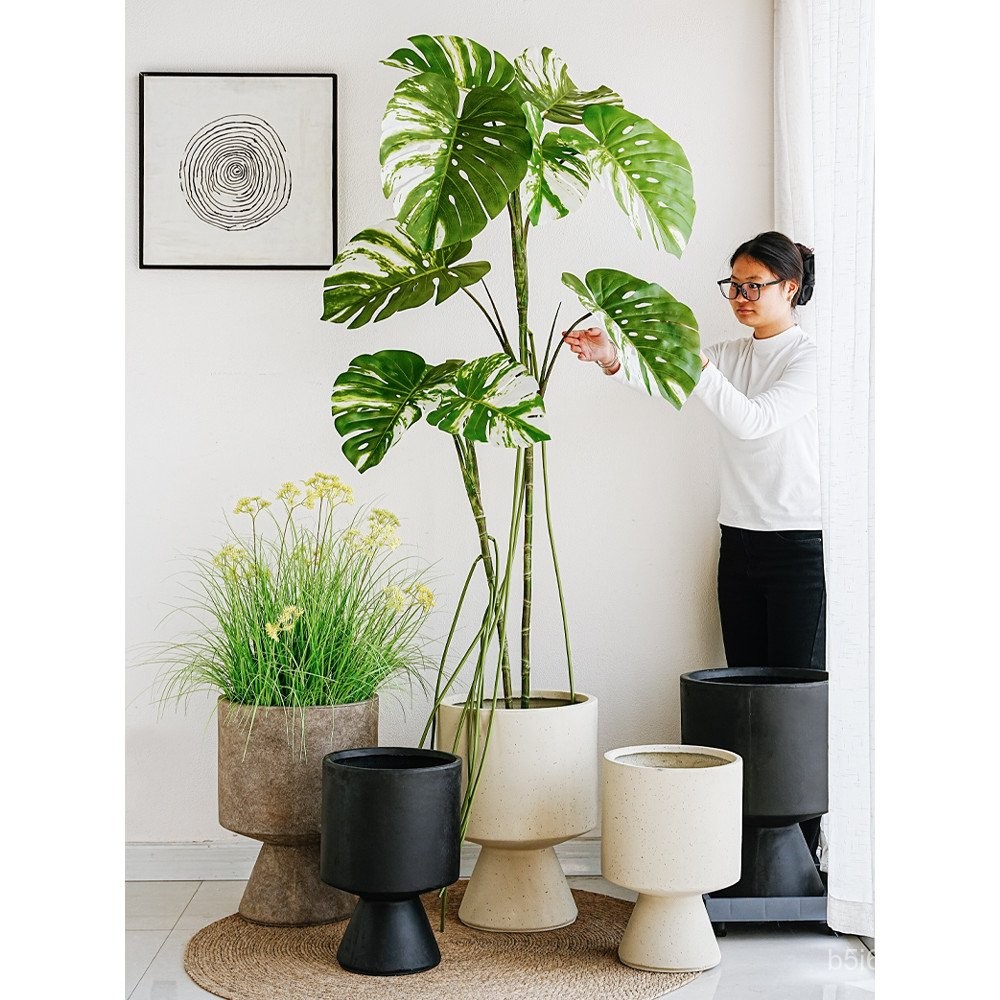 Pasu Bunga Simen Minimalis Moden Dalaman Besar Penanam Tanaman Hijau ...