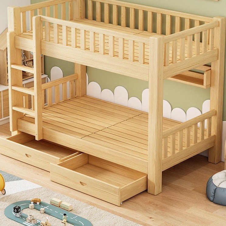 {MY Sales} Double Decker Bed Frame Double Bed Loft Bed Solid Wood Bunk ...
