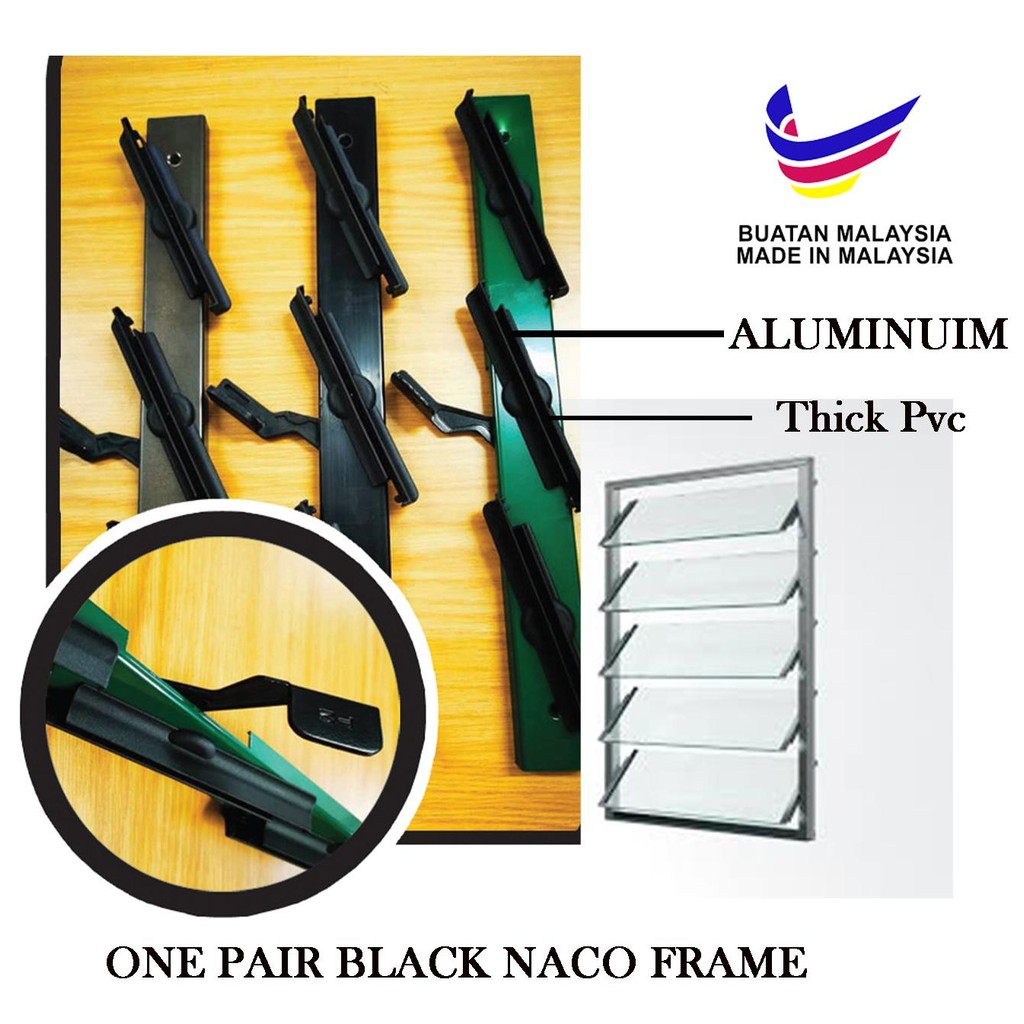 ( FAST SHIP ) ONE PAIR TINGKAP BLACK NACO ALUMINIUM / SILVER WINDOW ...