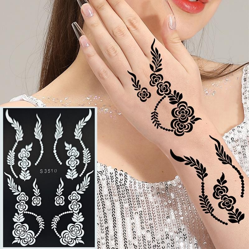 Henna Tattoo Stencil Hand DIY Body Art Sticker Template Wedding Tool ...
