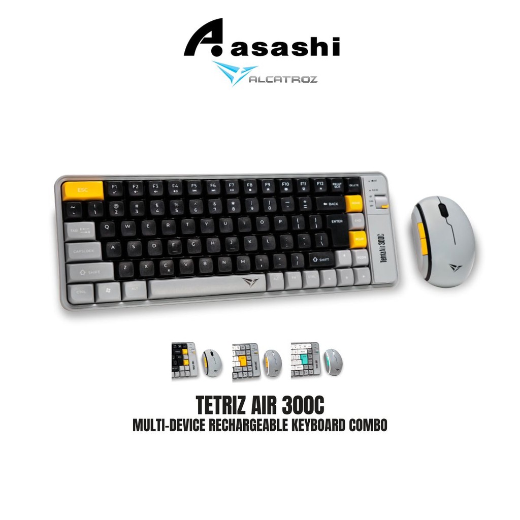 Alcatroz Tetriz Air 300C Multi-Device Rechargeable Keyboard Mouse Combo ...