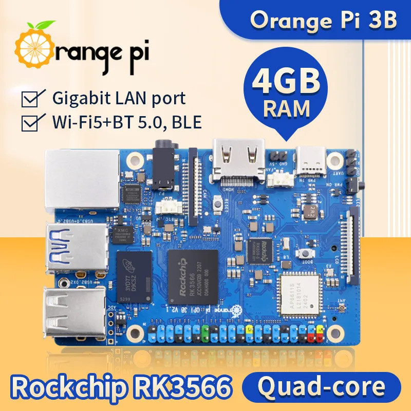 Orange Pi 3B 4GB Ram Development Board RK3566 Up to 1.8GHz Chip WIFI-BT Single Board Computer ...