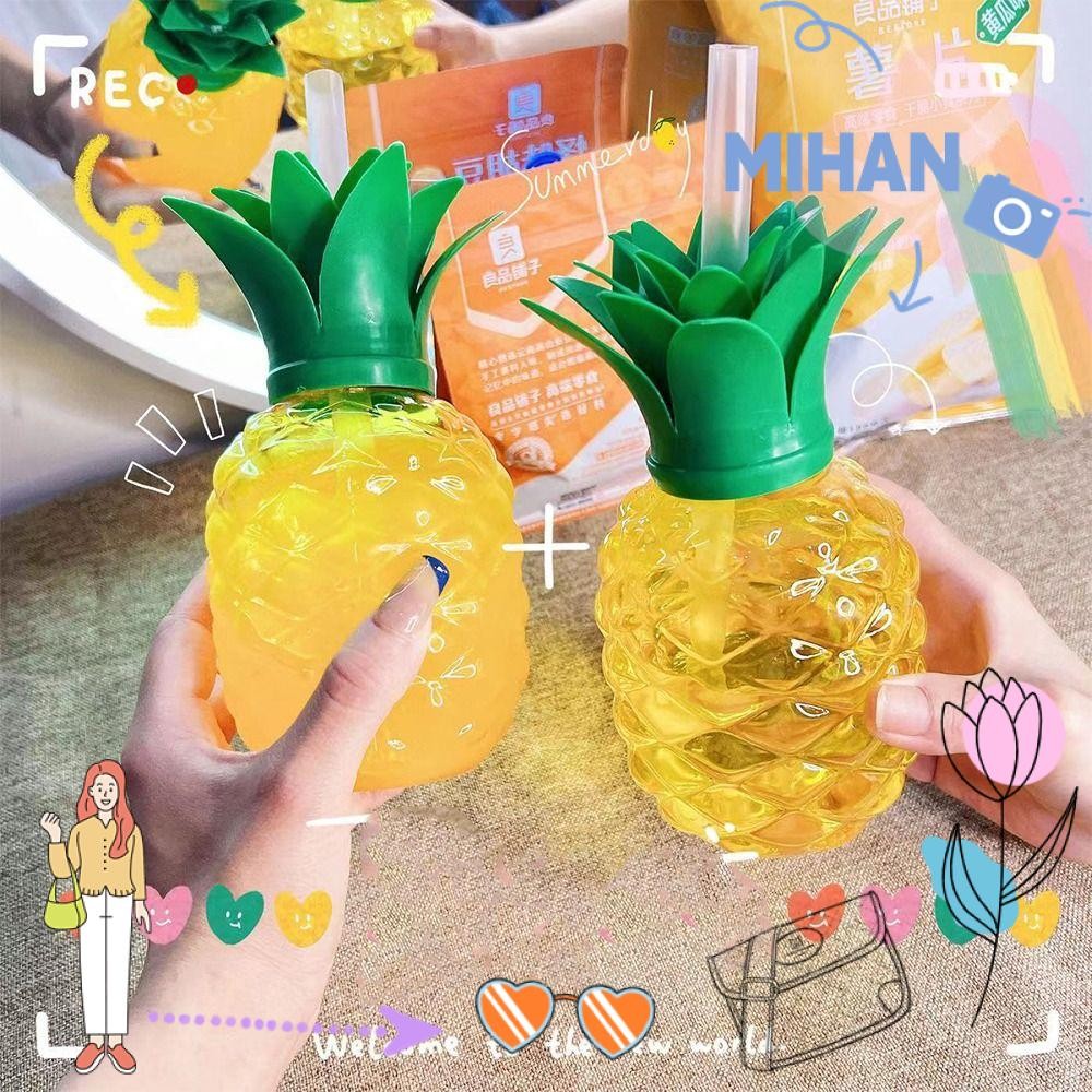 MIHAN Straw Cup, Cartoon Fruit Food Grade Plastic Water Bottle ...