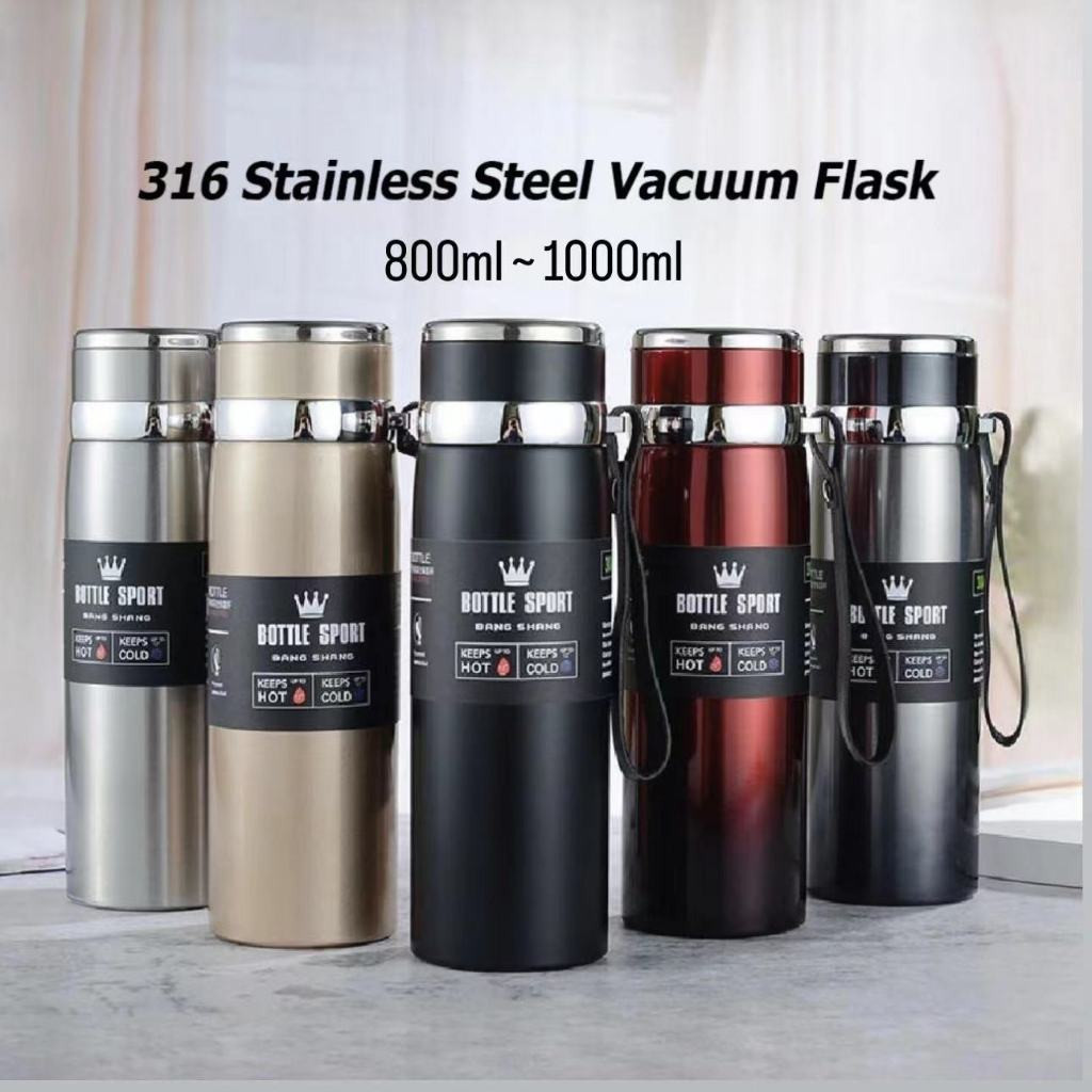 SN_ 800ml 1000ml SUS 316 Stainless Steel Vacuum Flask Bottle Cup 316 ...