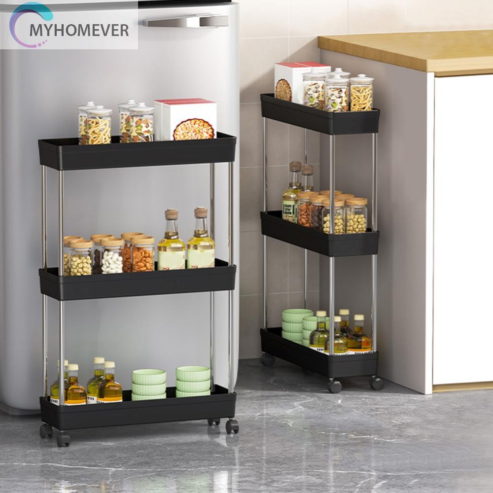 Bathroom Storage Rack with Wheels Multi-purpose Cart for Kitchen Living ...