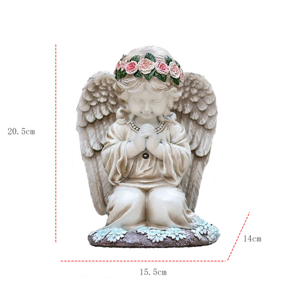 Solar Angel Statue Light Resin Flower Fairy Figurine Auto On for Patio ...