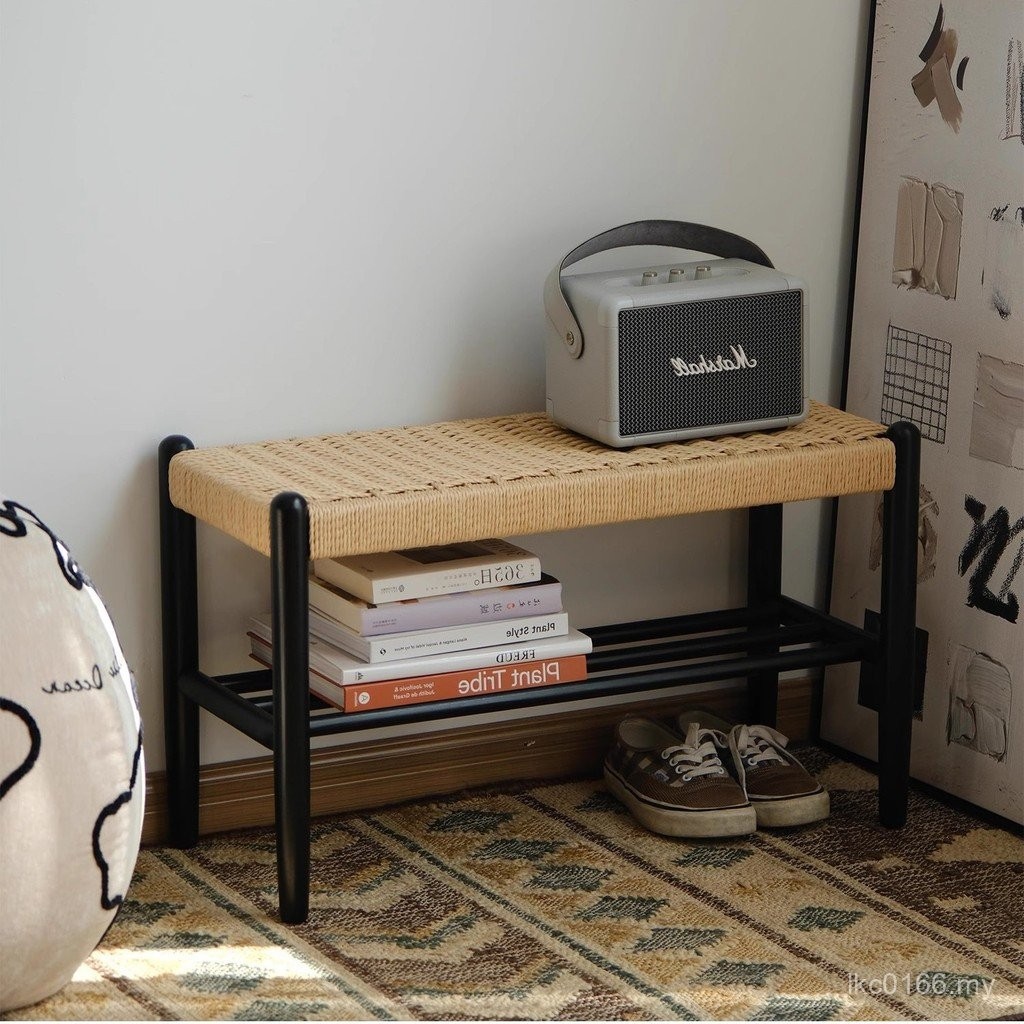 Double Storage Stool Shoe Changing Stool Foot Stool Solid Wood Shoe ...