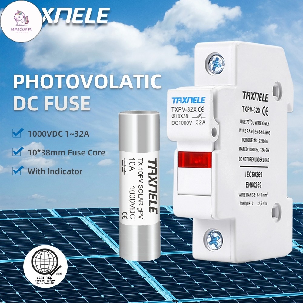 UN Solar DC Fuse 1000V PV Photovoltaic 6A 10A 15A 20A 25A 30A DC Fuse ...