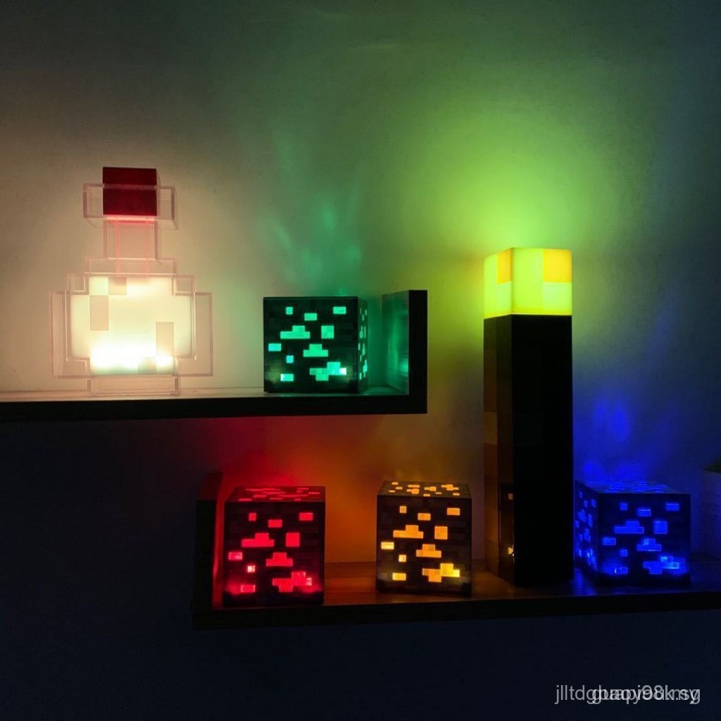 Permainan Dunia Saya Sekeliling Obor Minecraft Lampu LED Cerah Lampu ...