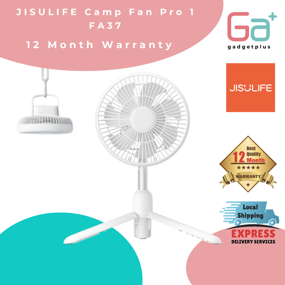 JISULIFE Camp Fan Pro 1 with LED Light, 8000mAh Battery Operated Fan ...