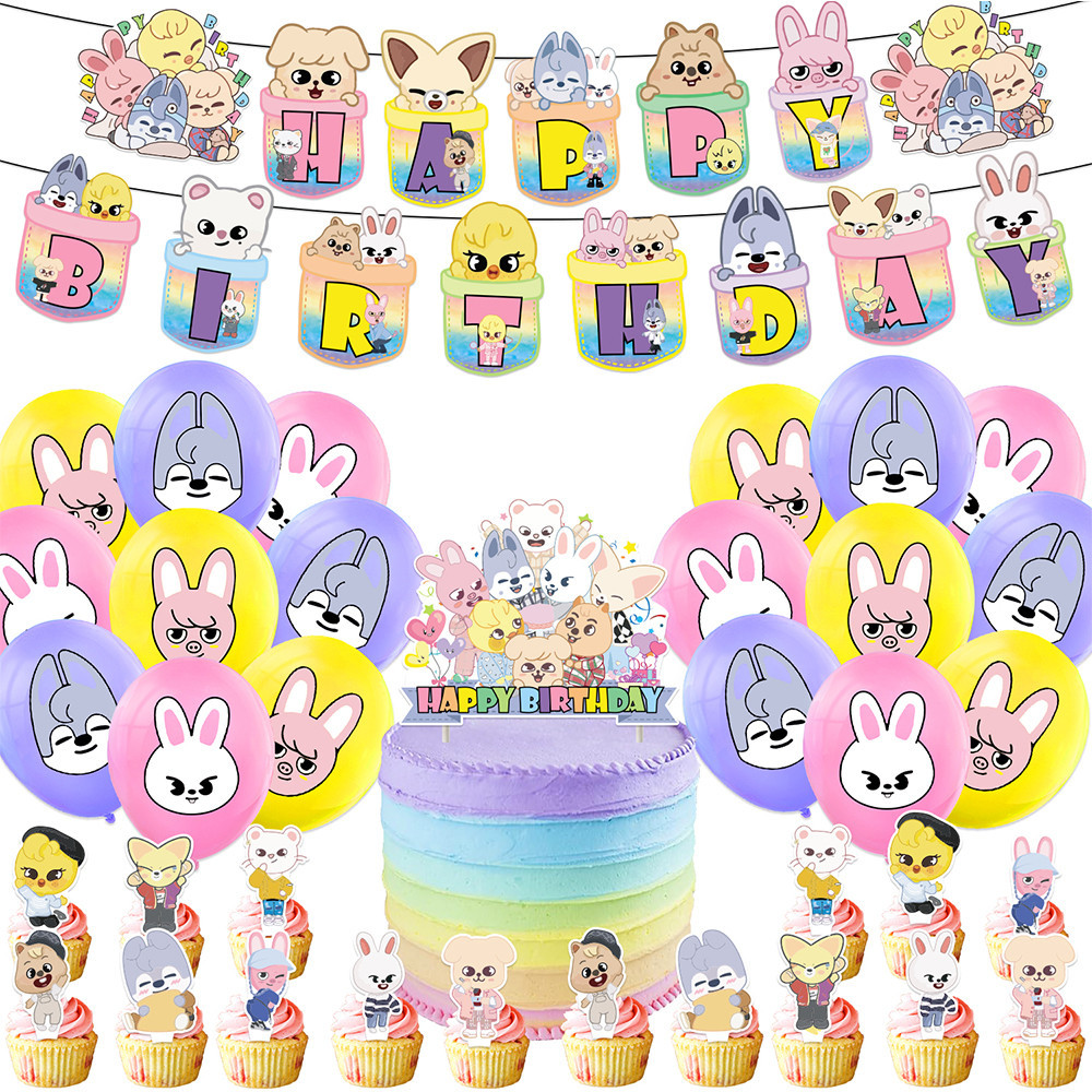 36PCS Stray Kids Party Supplies Skzoo Party Included Banner Cake Topper ...