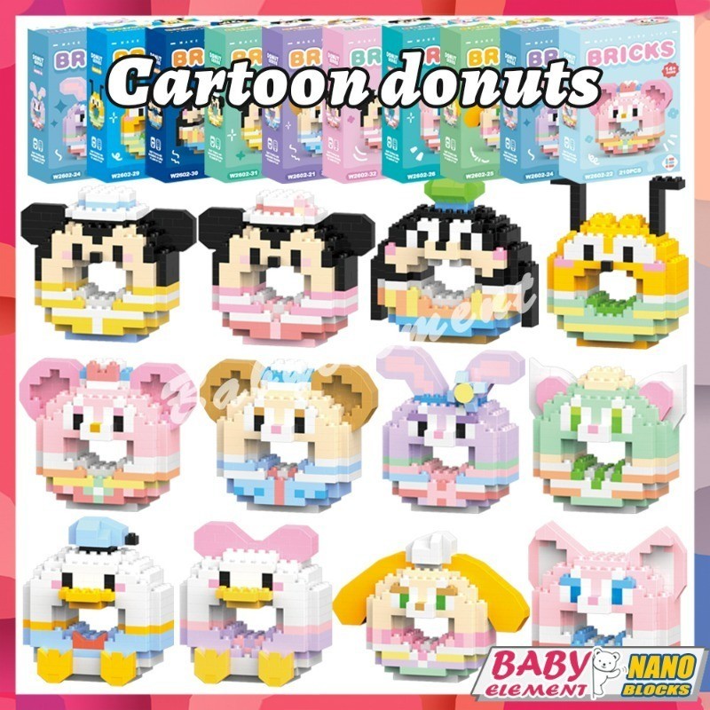 Nano Blocks Mickey Mouse and Donald Duck 12 Cartoon Donuts disney ...