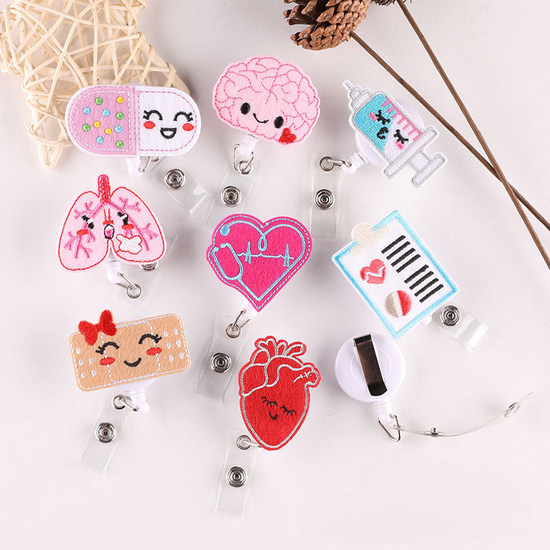 41 Styles Embroidery Medical ID Badge Reel Holder - Retractable Badge ...