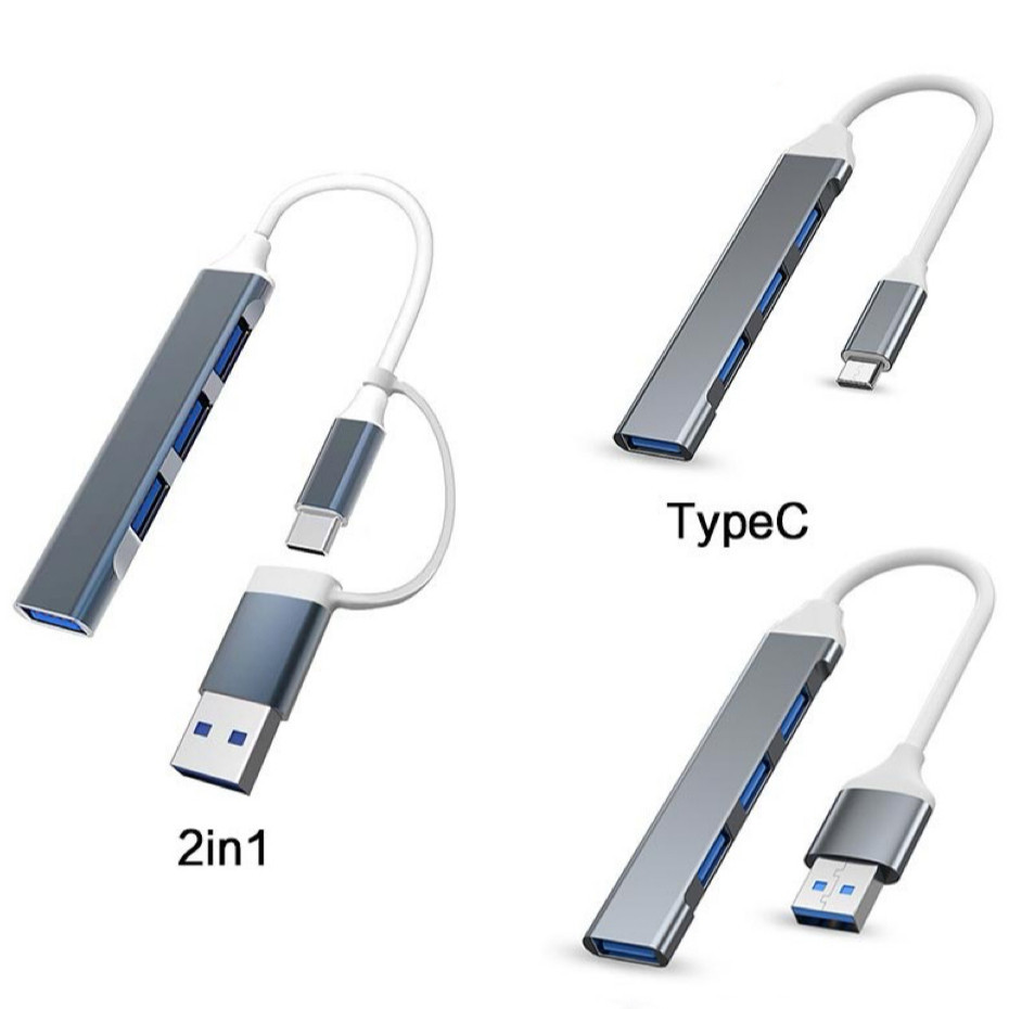 Metal USB/Type-C/2in1 To 4 Usb Hub Expander Ultra-Thin Mini Portable 4 ...