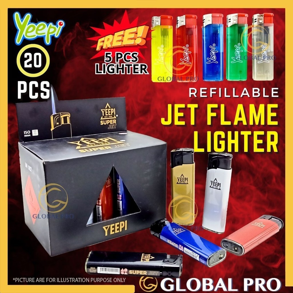 20 PCS YEEPI 1988 SUPER JET Lighter Refillable Flame Gas Lighter ...