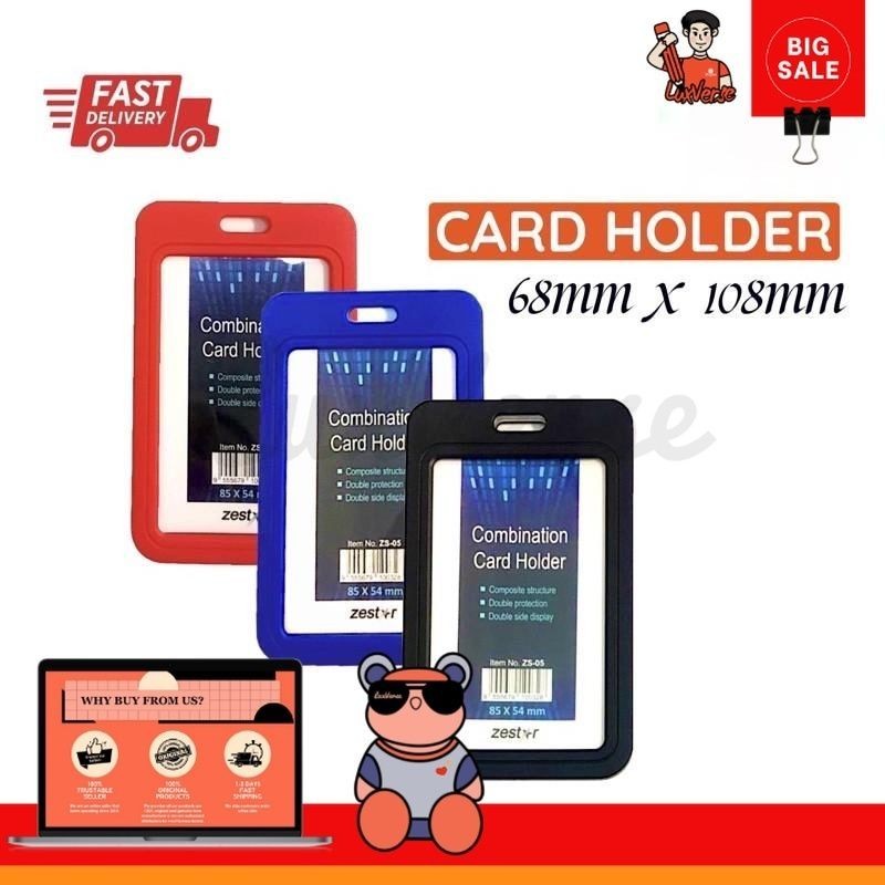 Combination ID Card Holder Double Side Display Employee Work Badge ...