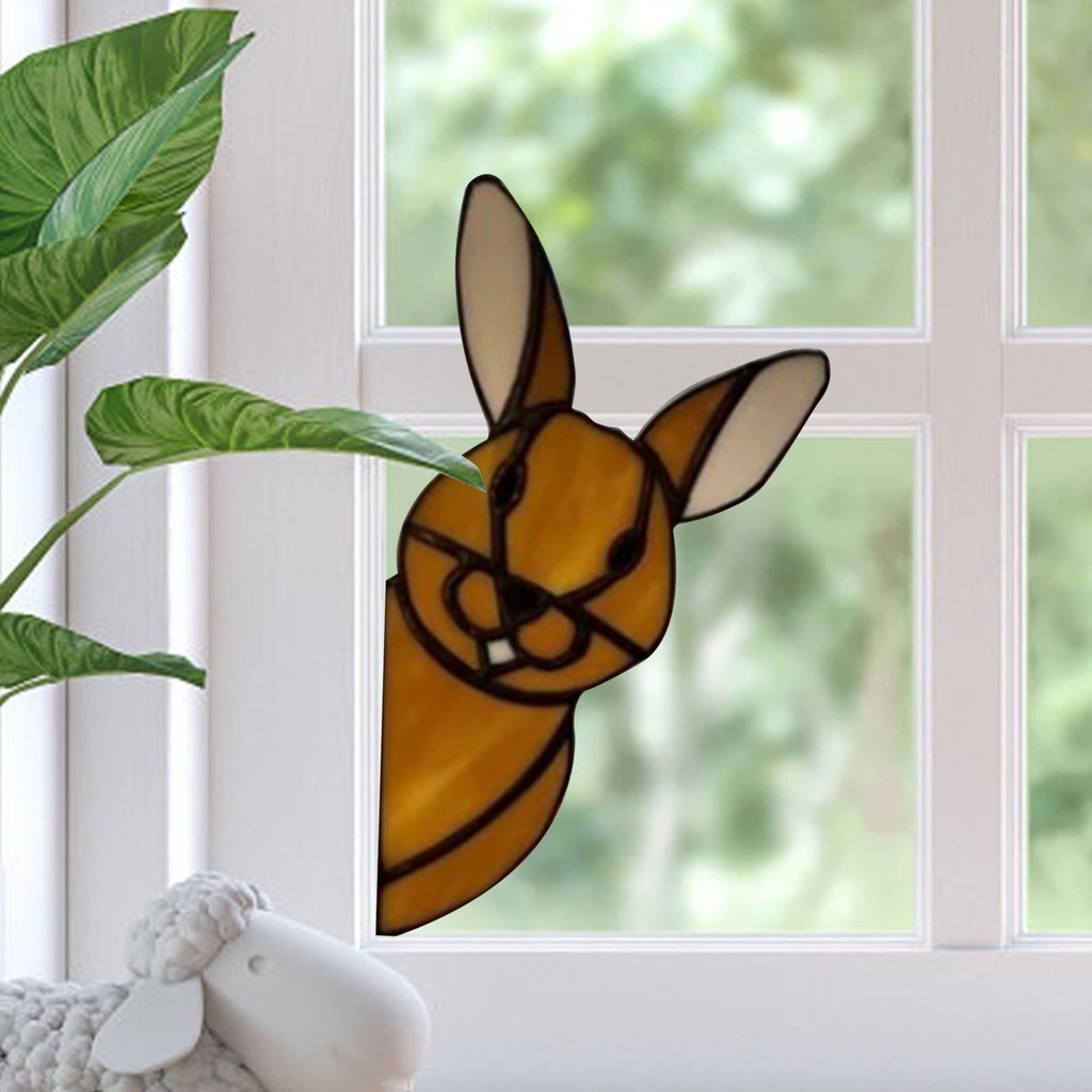 Window Corner Decor Animal Rabbit Window Clings Peeping Deer Bear ...