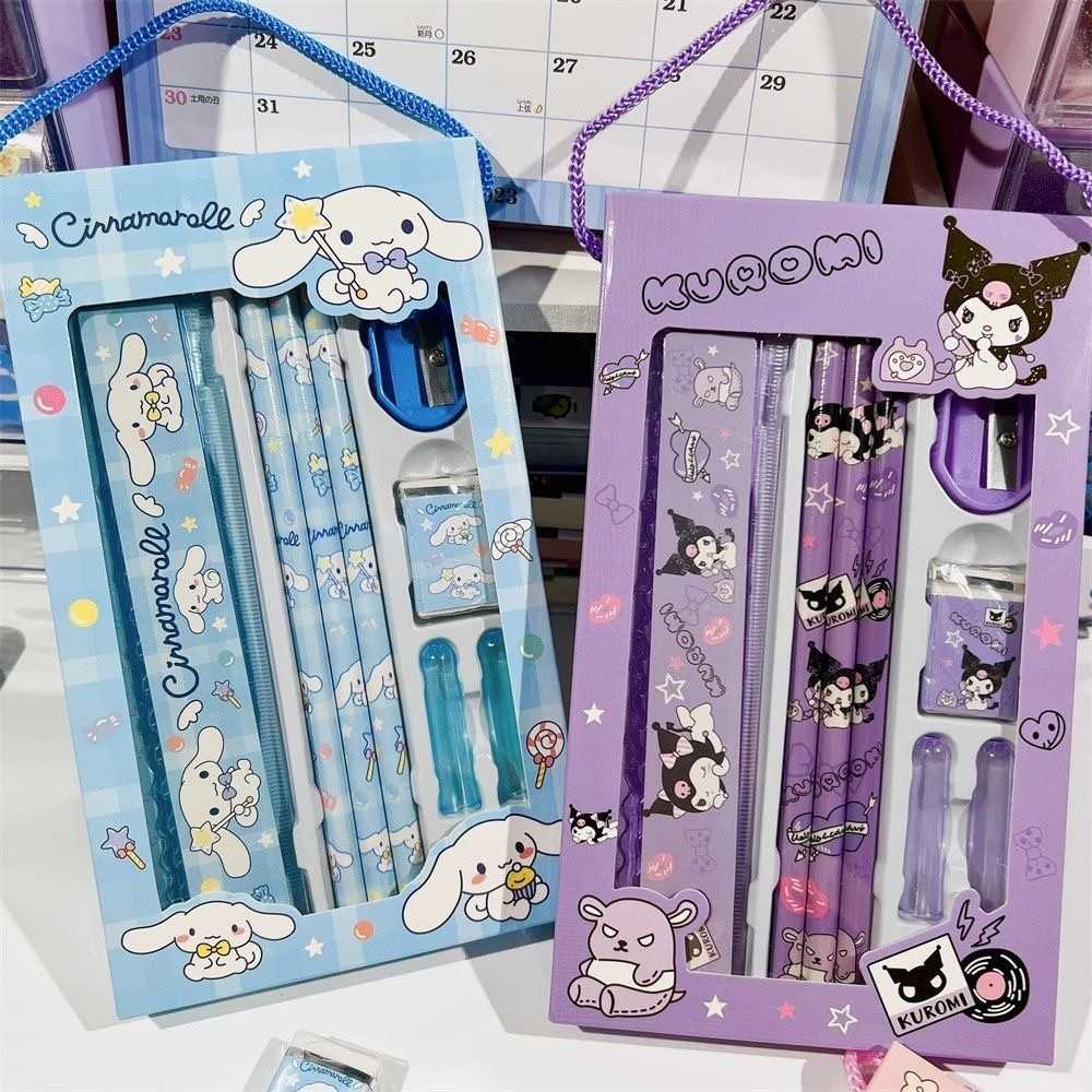 8pcs Sanrio Kuromi Stationery Set for Student Pencil Eraser Ruler ...