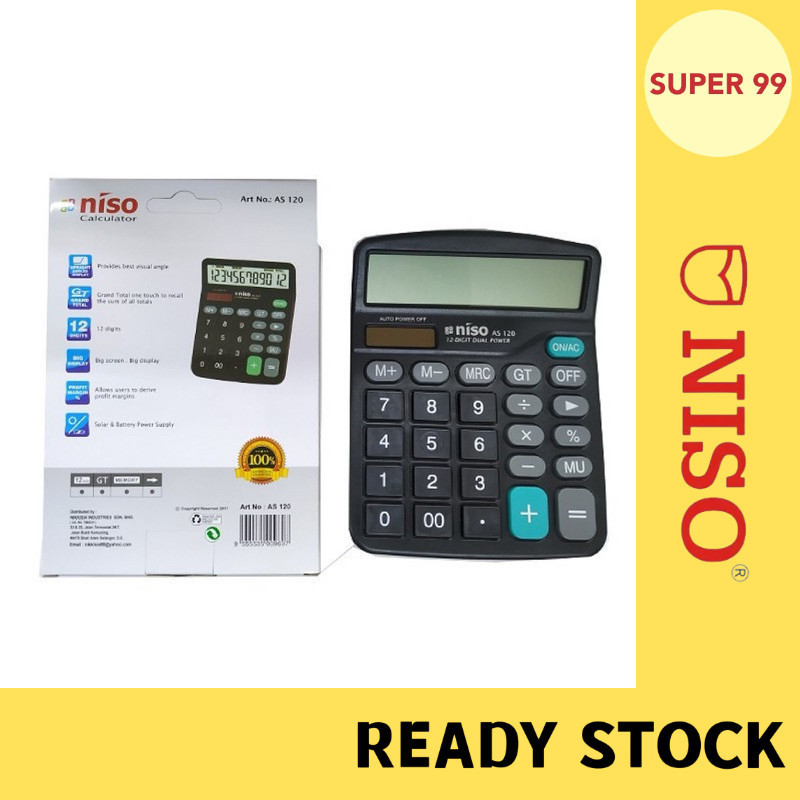 NISO Calculator Big Display Grand Total 12 Digit Memory Percentage ...