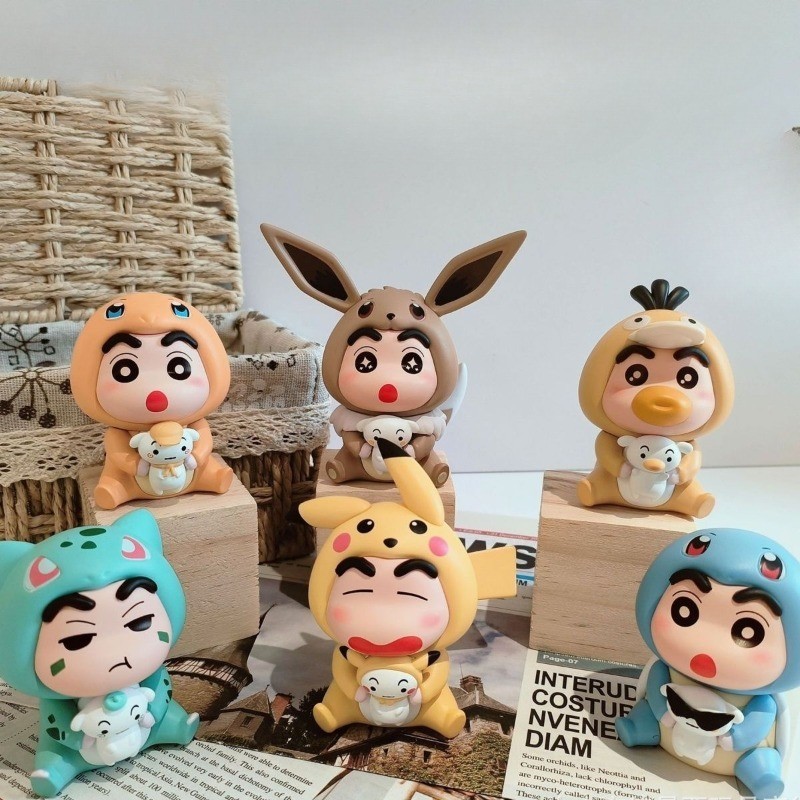 Crayon Shin-chan Cos Pikachu Action Figurines Cute Cartoon Model Doll ...