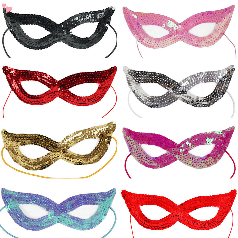 Glitter Masquerade Eye Mask Halloween Party Supplies Sequin Mask Fancy ...