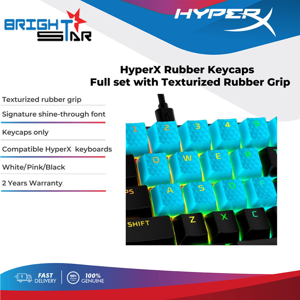 HyperX Rubber Keycaps - Full set with Texturized Rubber Grip - Red/Pink ...