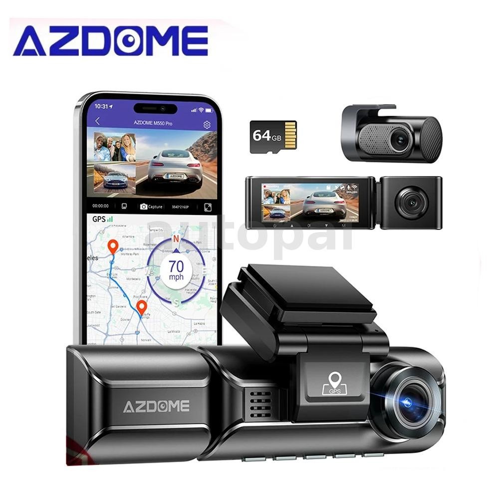 AZDOME Car DVR M550 Pro Dash Cam 4K 5.8Ghz WiFi 3 Cameras Front/Cabin ...
