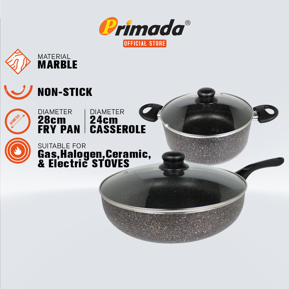 Primada Marble Set Casserole & Deep Frying Pan | Shopee Malaysia