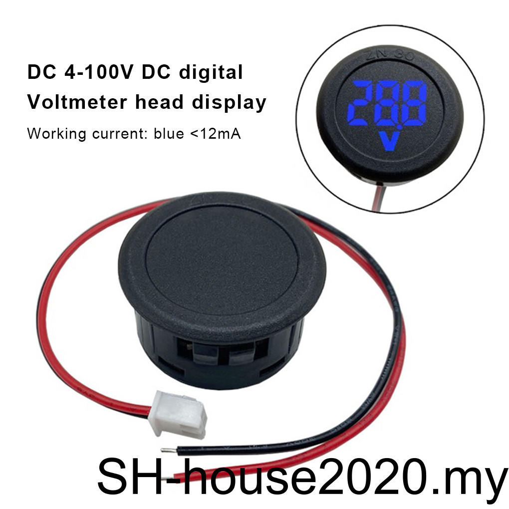 DC 4-100V LED Digital Display Circular Round Automotive Voltmeter Head ...