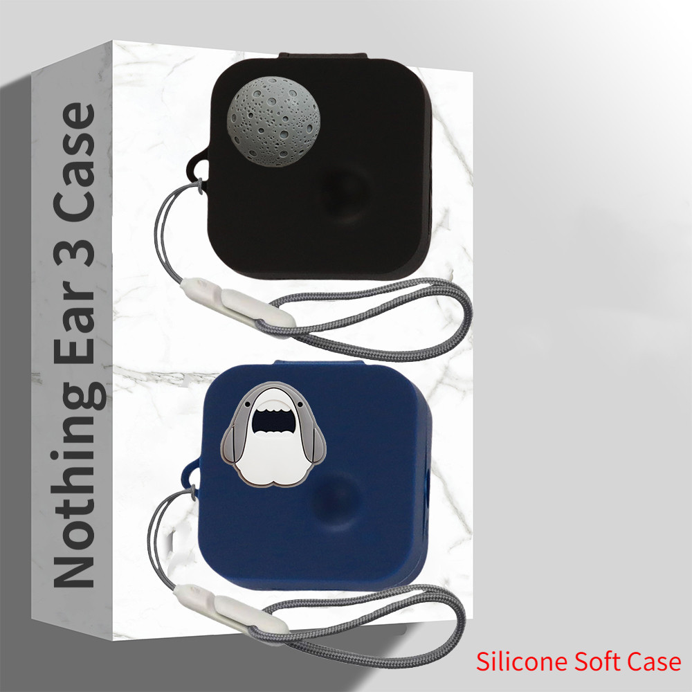 For Nothing Ear 3 Case Cartoon Shark Lanyard Pendant Nothing Ear2 ...