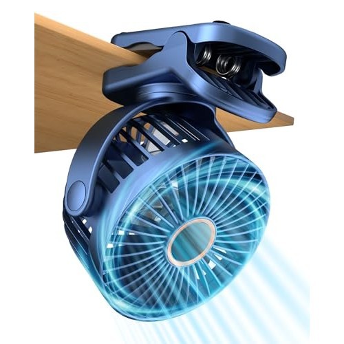 USB Battery Powered Clip on Fan, Portable Small Fan + USB TYPE-C ...