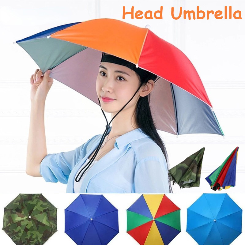 Foldable Head Umbrella Portable Head-mounted Outdoor RainProof Anti-UV ...