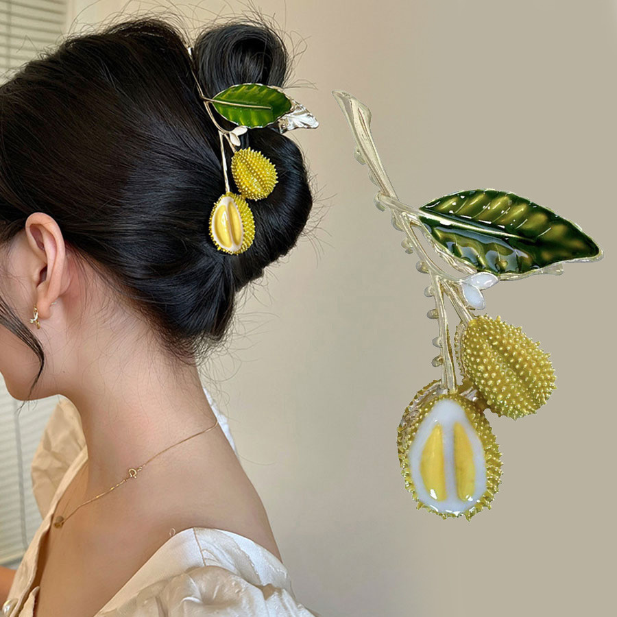 Funny Simulation Durian Back Head Hair Clamp Elegant Cute Cartoon Clamp ...