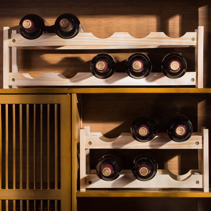 Solid Wood Wine Rack Modern Retro Simple Wine Rack Floor Rack Lattice ...