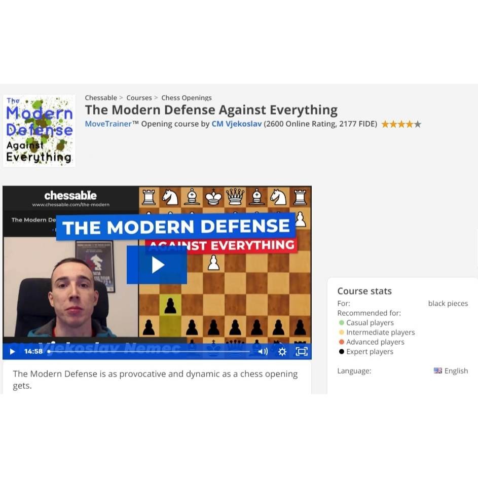 PREMIUM CHESS VIDEO | Chessable The Modern Defense Against Everything ...