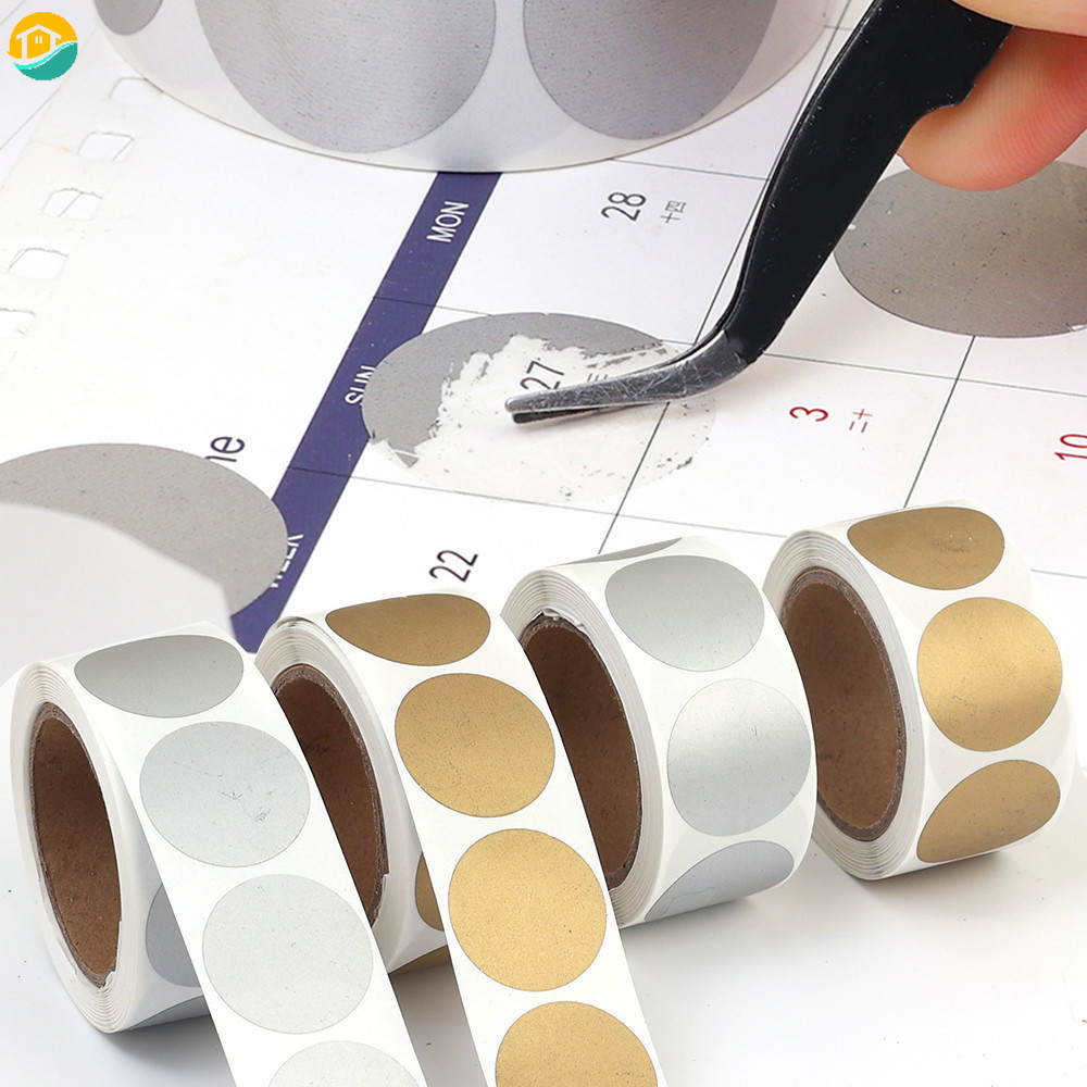 300Pcs/Roll Round Silver Gold Scratch Off Stickers Party Game Favors ...
