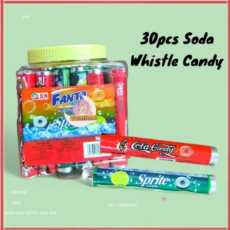 30pcs Leanseng Cola & Sprite Whistle Candy pipi candy soda flavors ...