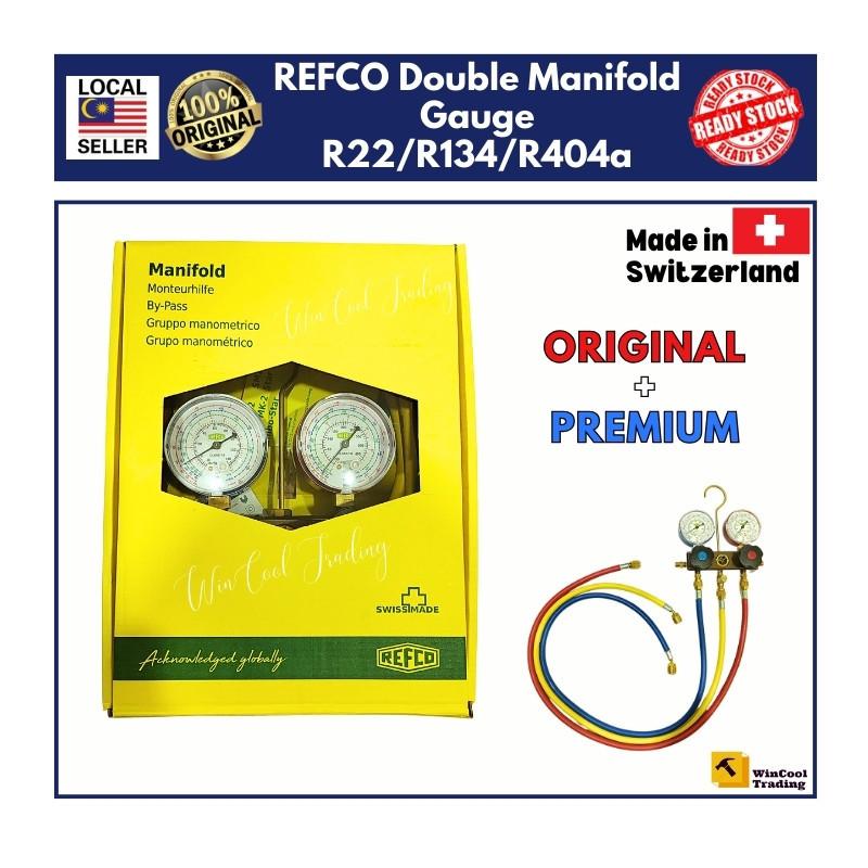 REFCO Double Manifold Gauge Air Cond Gas Meter and 3pcs Hose (SET) | Shopee Malaysia