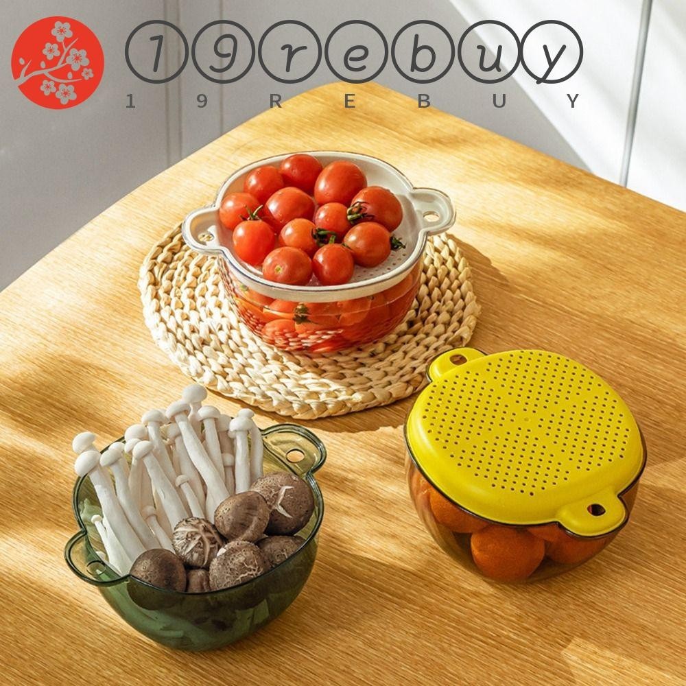 REBUY Fruit Vegetable Basket, Space Saving Plastic Double Drainage ...