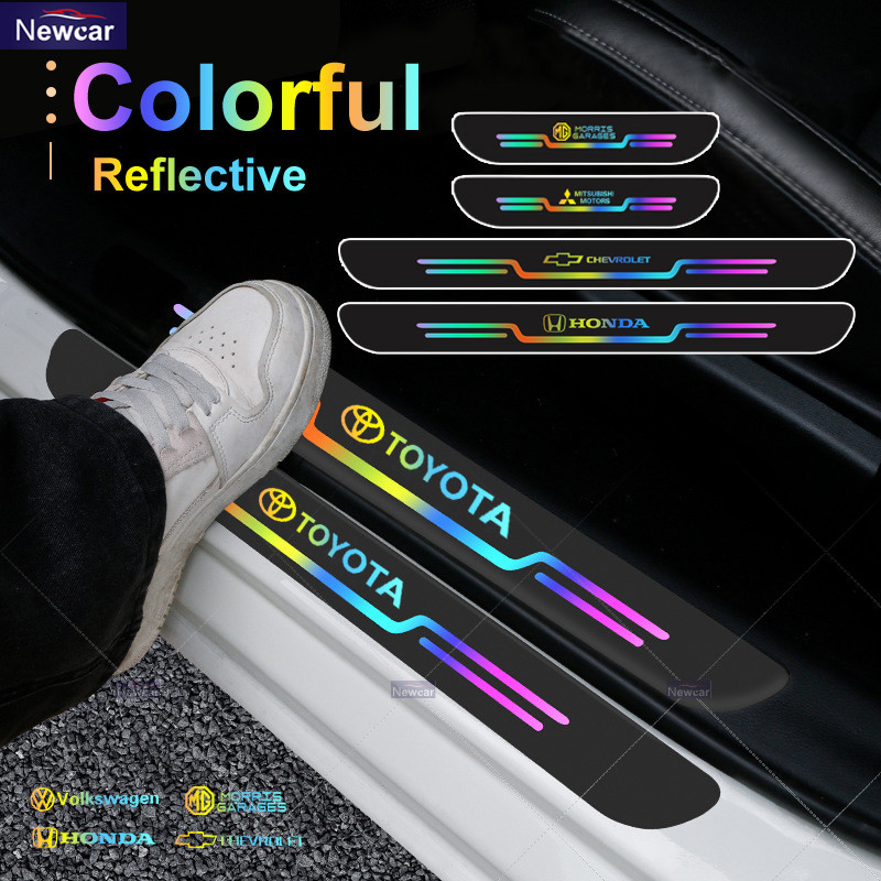 Colorful Reflective Laser Car Door Sill Protector Stickers Car ...