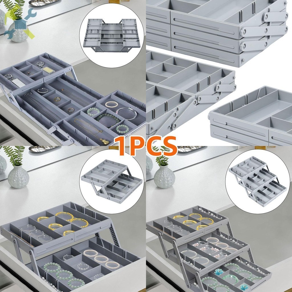 2/3 Tier Collapsible Drawer Organizer Multi Level Drawer Organizer with ...