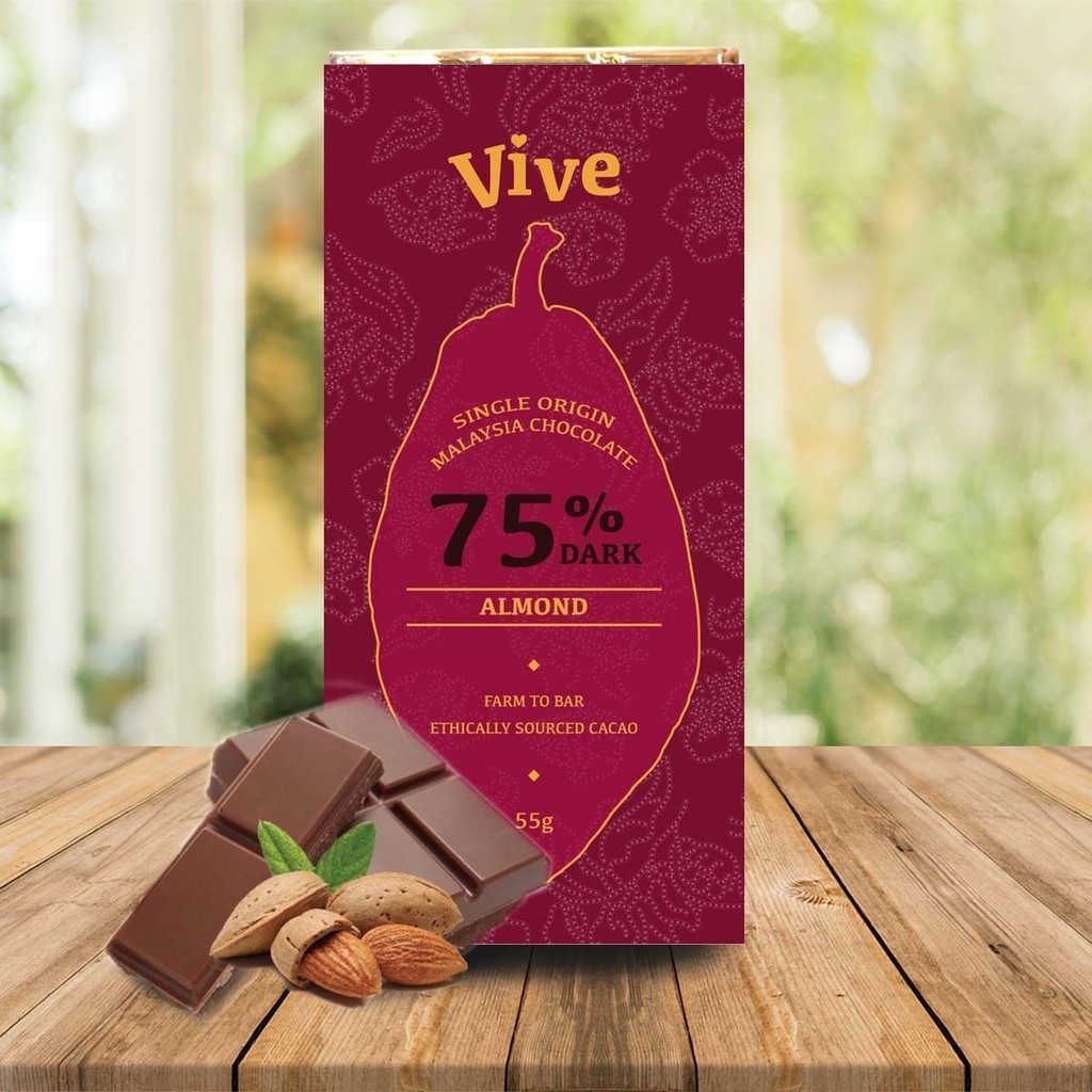 75% Premium Dark Chocolate with with Almond - Rich and Nutty Delight ...