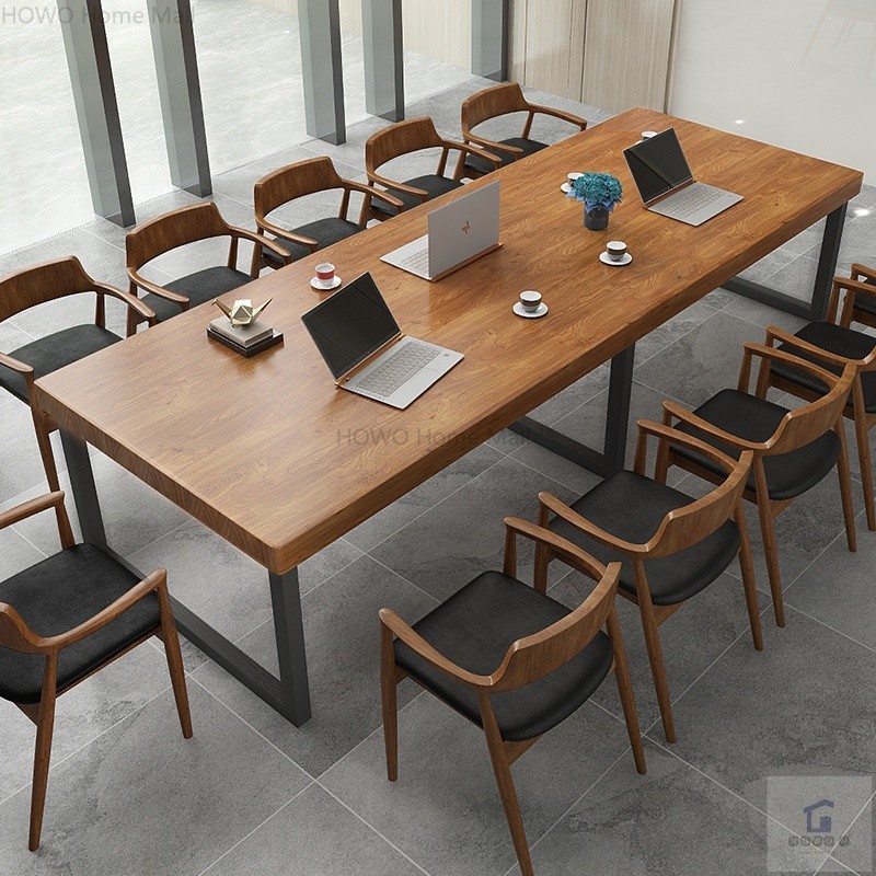 Solid wood conference table Working table Computer table Negotiation table and chairs Desk Simple modern long table Shopee Malaysia